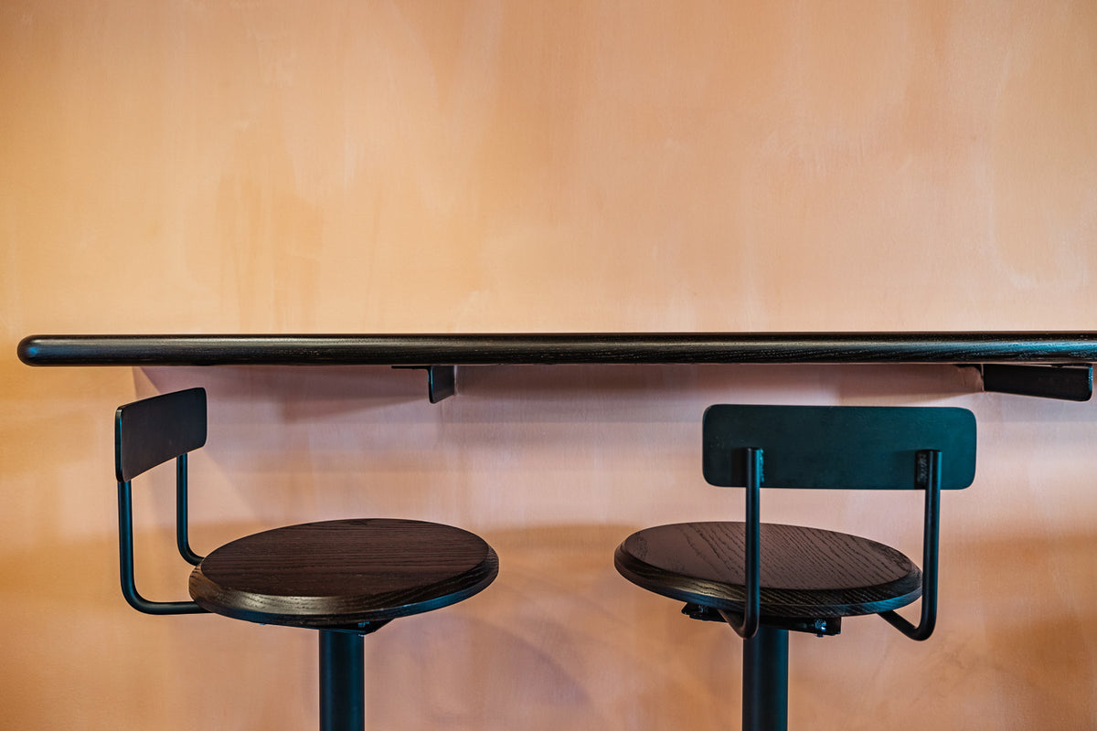 Mast Stool - 24" Walnut + Metal Stool | Edgework Creative